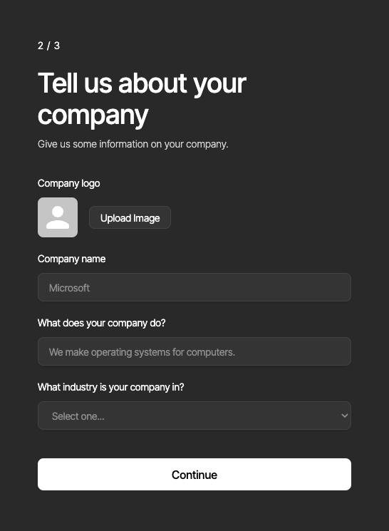 Dark Onboarding/Profile Form | Free Webflow Component
